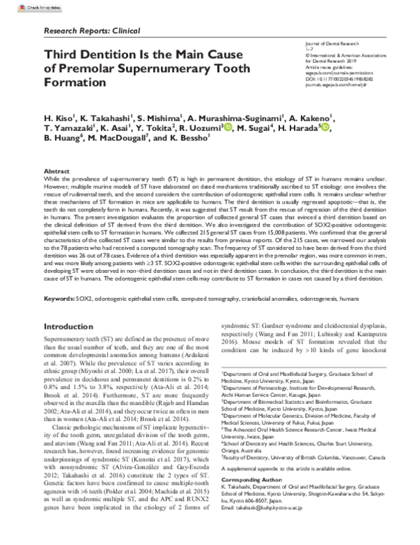(PDF) Third Dentition Is the Main Cause of Premolar Supernumerary Tooth ...