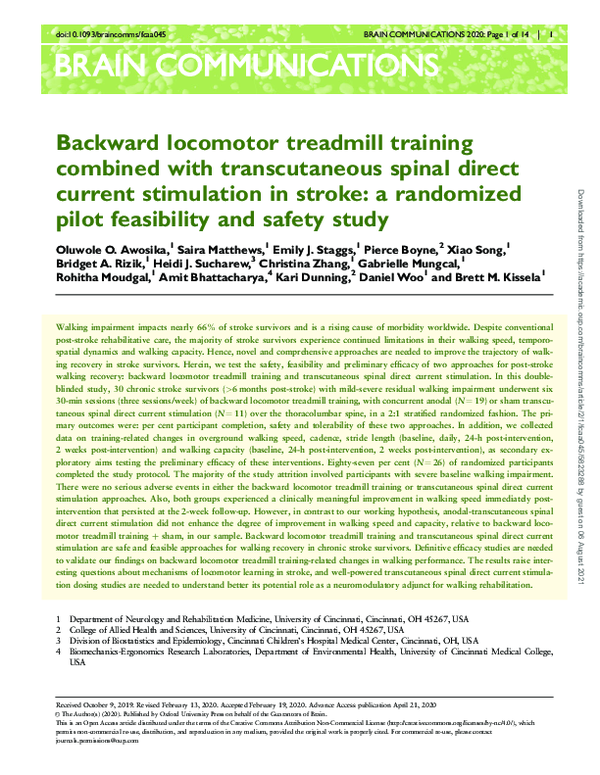 (PDF) Backward locomotor treadmill training combined with ...