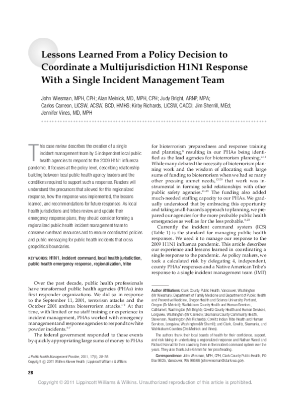 (PDF) Lessons Learned From a Policy Decision to Coordinate a ...