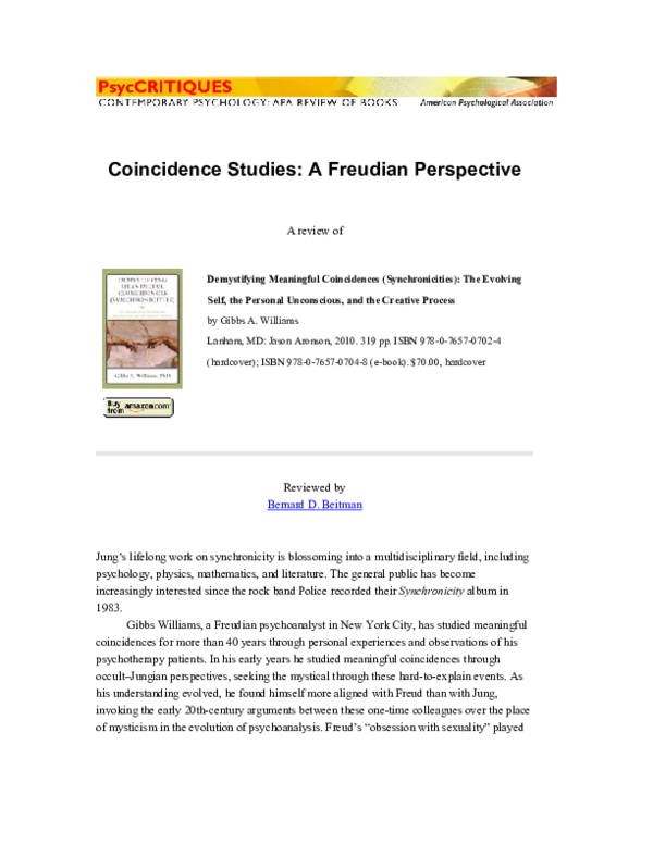 (PDF) Coincidence studies: A Freudian perspective