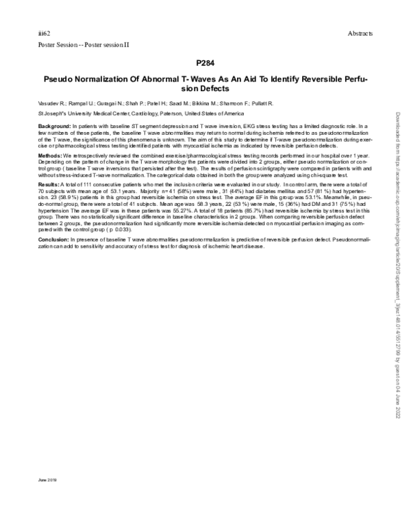 (PDF) P284Pseudo Normalization Of Abnormal T- Waves As An Aid To ...