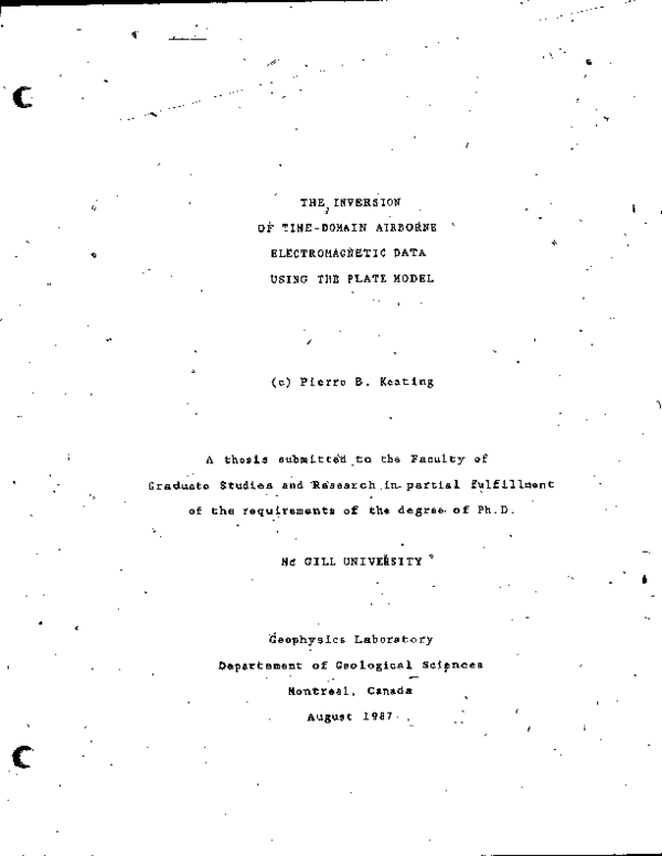 (PDF) The inversion of time‐domain airborne electromagnetic data using the plate model