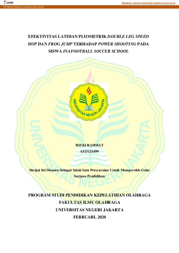(PDF) Efektivitas Latihan Pliometrik Double Leg Speed Hop Dan Frog Jump ...