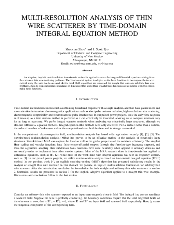 (PDF) Multi-resolution analysis of thin wire scatterer by time-domain ...
