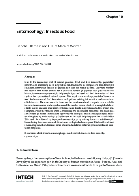 (PDF) Entomophagy: Insects as Food