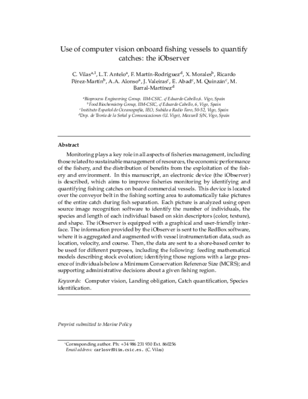(PDF) Use of computer vision onboard fishing vessels to quantify ...