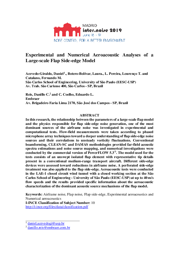 (PDF) Experimental and Numerical Aeroacoustic Analyses of a Large-scale ...