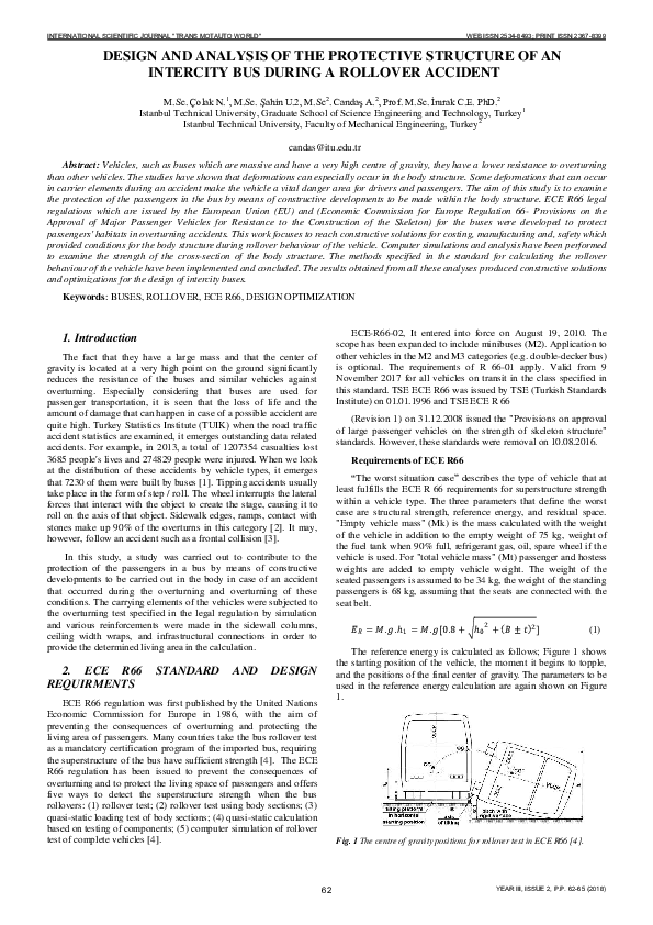 (PDF) Design and Analysis of the Protective Structure of an Intercity Bus During a Rollover Accident