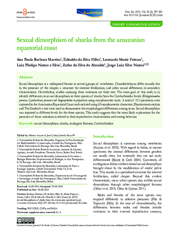 (PDF) Sexual dimorphism of sharks from the amazonian equatorial coast