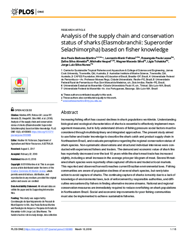 (PDF) Analysis of the supply chain and conservation status of sharks ...
