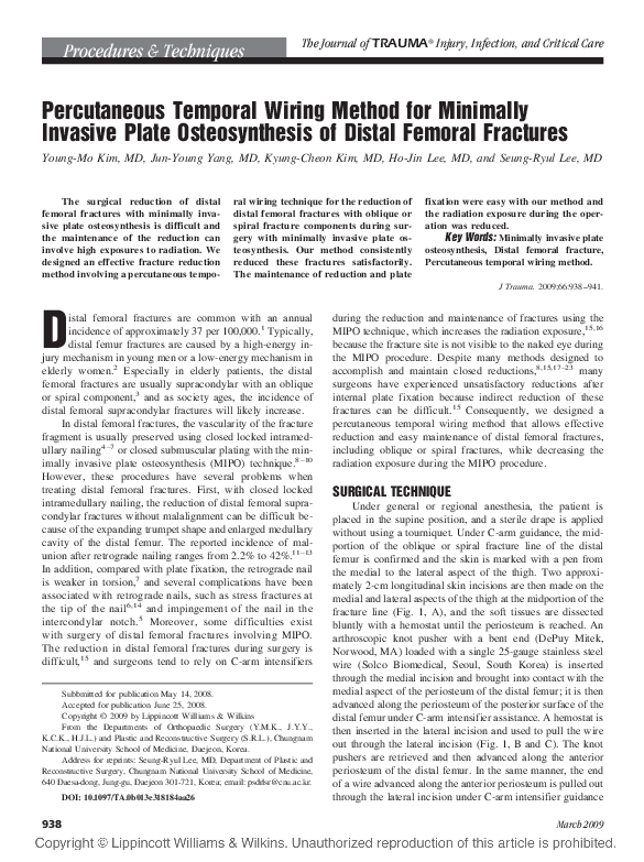 (PDF) Percutaneous Temporal Wiring Method for Minimally Invasive Plate ...