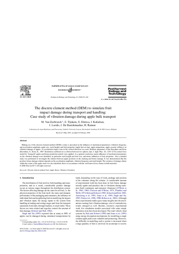 (PDF) The discrete element method (DEM) to simulate fruit impact damage ...