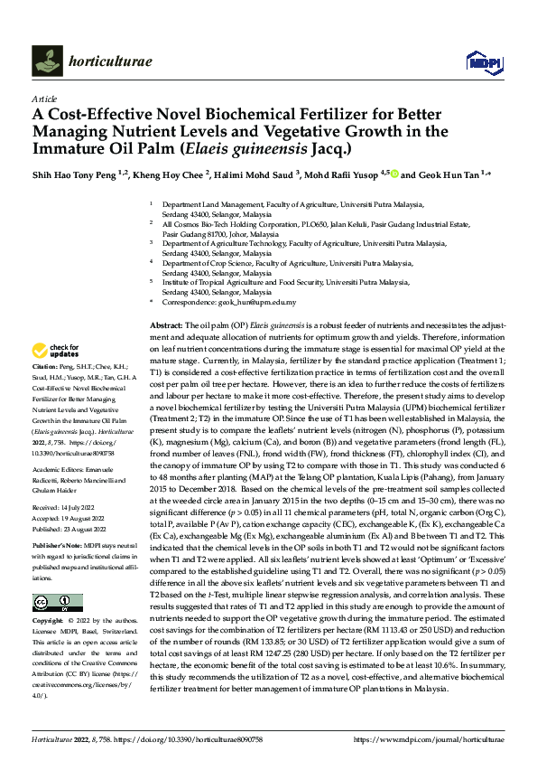 (PDF) A Cost-Effective Novel Biochemical Fertilizer for Better Managing ...