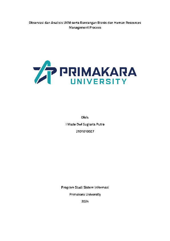 (PDF) Observasi dan Analisis UKM serta Rancangan Bisnis dan Human ...