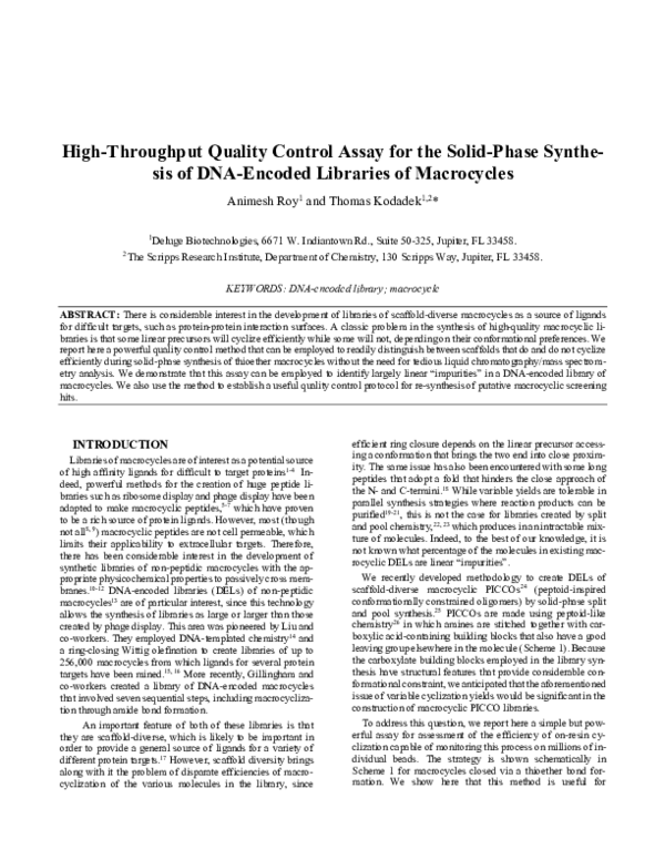 (PDF) High-Throughput Quality Control Assay for the Solid-Phase Syn ...