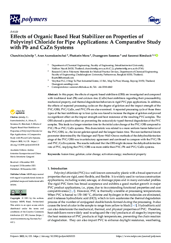 (PDF) Effects of Organic Based Heat Stabilizer on Properties of ...