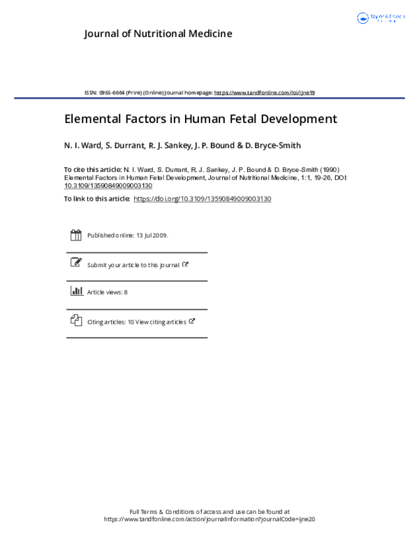 (PDF) Elemental Factors in Human Fetal Development