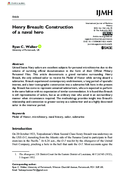 (PDF) Henry Breault: Construction of a naval hero