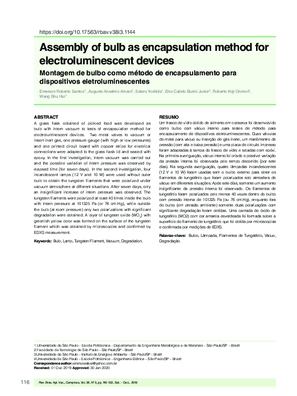 (PDF) Assembly of bulb as encapsulation method for electroluminescent ...