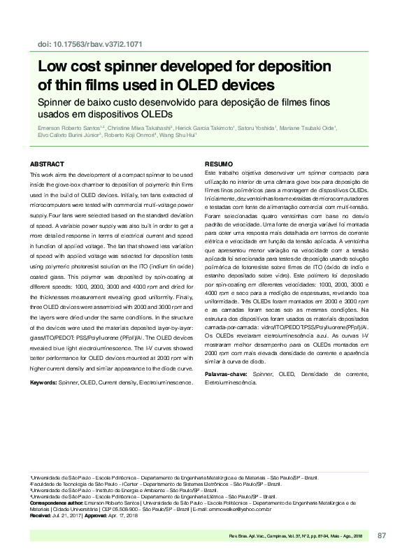 (PDF) Low cost spinner developed for deposition of thin films used in ...