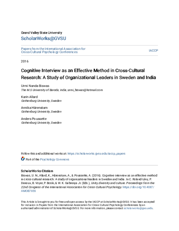 (PDF) Cognitive Interview as an Effective Method in Cross-Cultural Research: A Study of ...