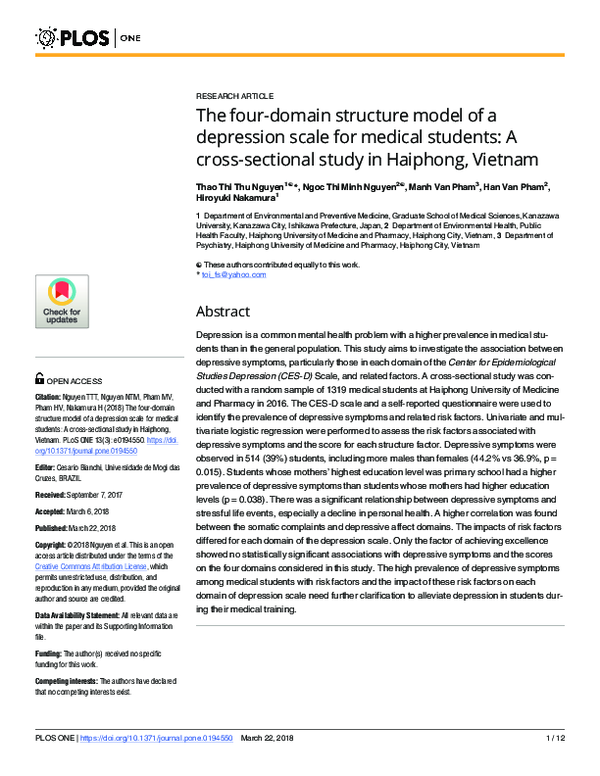 (PDF) The four-domain structure model of a depression scale for medical ...