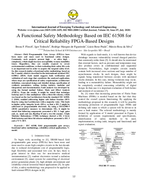 (PDF) A Functional Safety Methodology Based on IEC 61508 for Critical Reliability FPGA-Based Designs