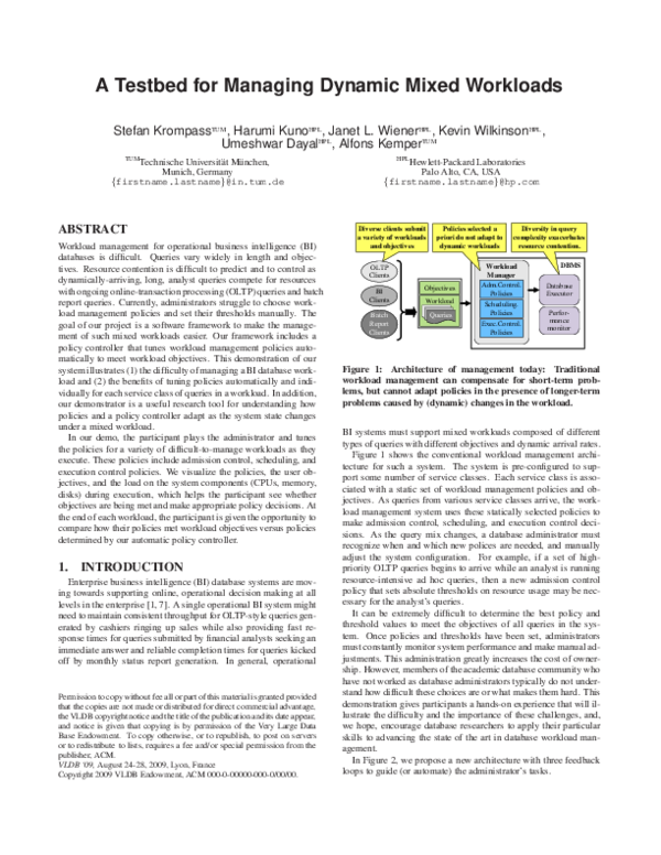 (PDF) A testbed for managing dynamic mixed workloads