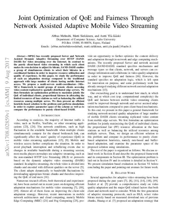 (PDF) Joint optimization of QoE and fairness through network assisted ...