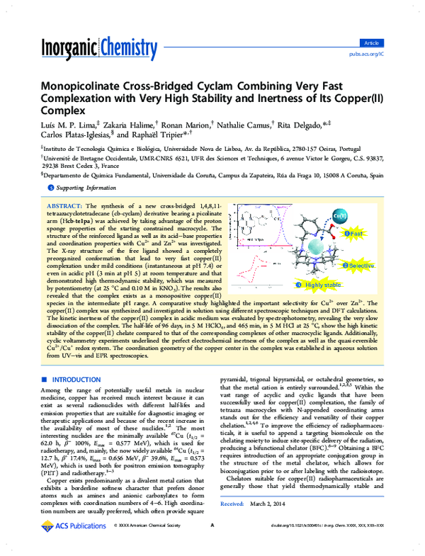 (PDF) Monopicolinate Cross-Bridged Cyclam Combining Very Fast ...