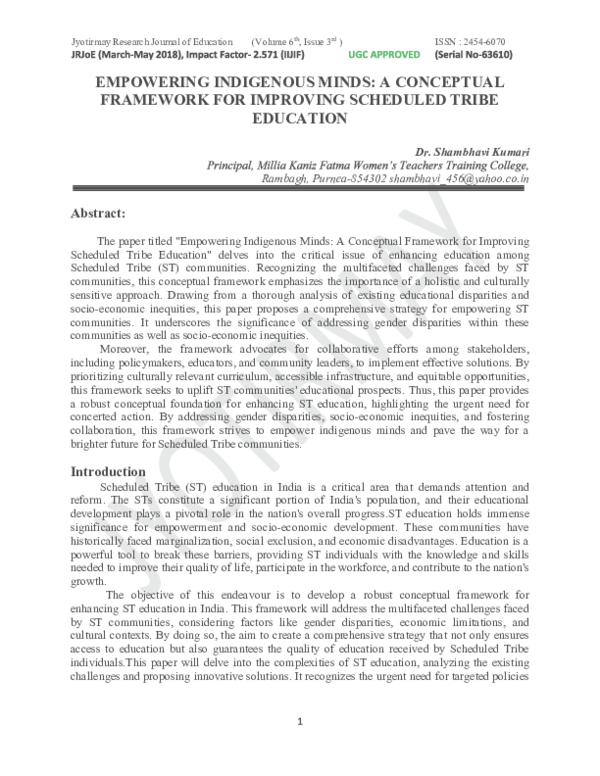 (PDF) EMPOWERING INDIGENOUS MINDS: A CONCEPTUAL FRAMEWORK FOR IMPROVING ...