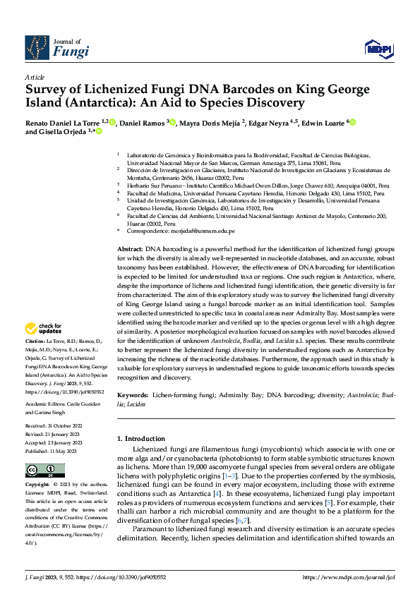 (PDF) Survey of Lichenized Fungi DNA Barcodes on King George Island ...