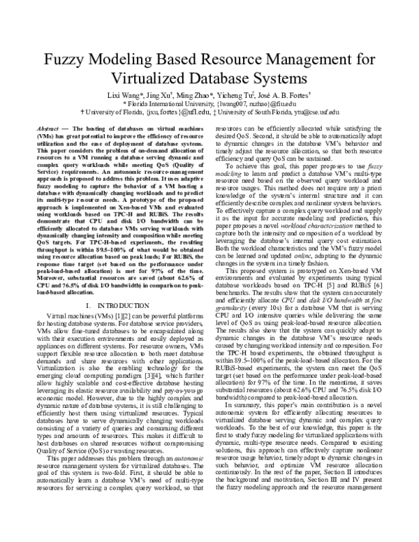 (PDF) Fuzzy Modeling Based Resource Management for Virtualized Database Systems