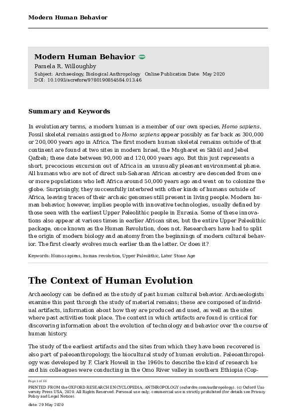 (PDF) Modern Human Behavior