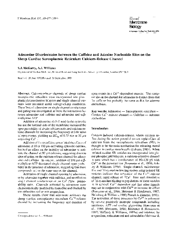 (PDF) Adenosine discriminates between the caffeine and adenine ...