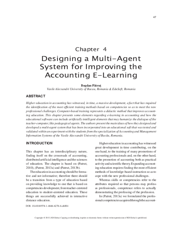 (PDF) Designing a Multi-Agent System for Improving the Accounting E-Learning