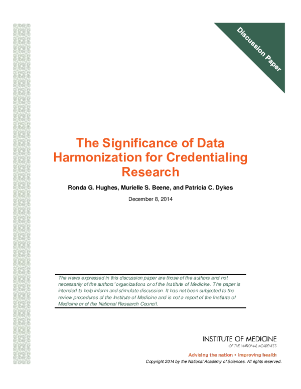 (PDF) The Significance of Data Harmonization for Credentialing Research