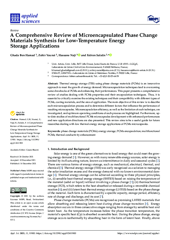 (PDF) A Comprehensive Review of Microencapsulated Phase Change Materials Synthesis for Low ...