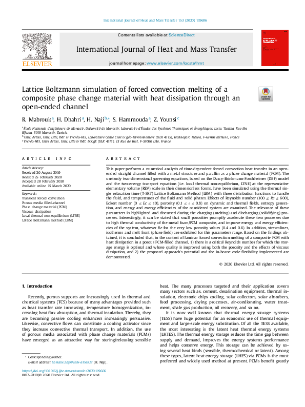 (PDF) Lattice Boltzmann simulation of forced convection melting of a ...