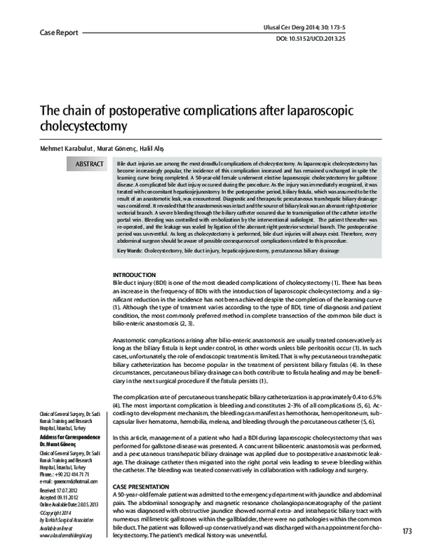 (PDF) The chain of postoperative complications after laparoscopic cholecystectomy