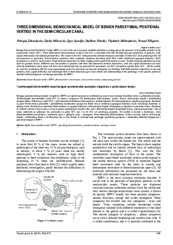 (PDF) Three-dimensional biomechanical model of benign paroxysmal ...