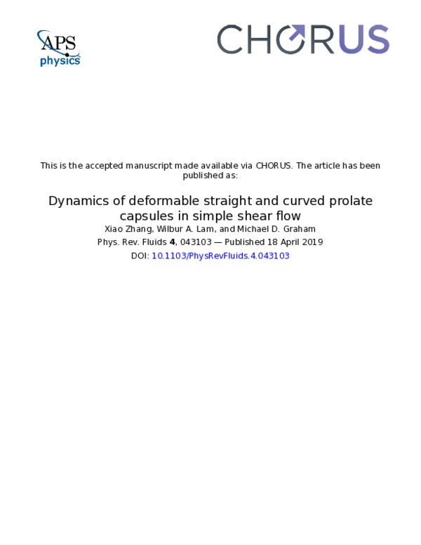 (PDF) Dynamics of deformable straight and curved prolate capsules in simple shear flow
