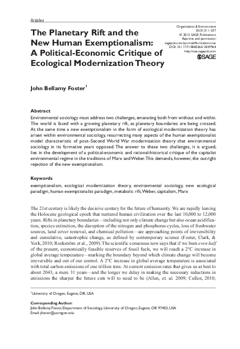 (PDF) The Planetary Rift and the New Human Exemptionalism