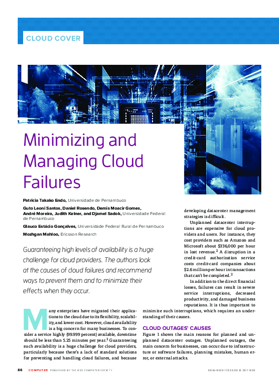 (PDF) Minimizing and Managing Cloud Failures