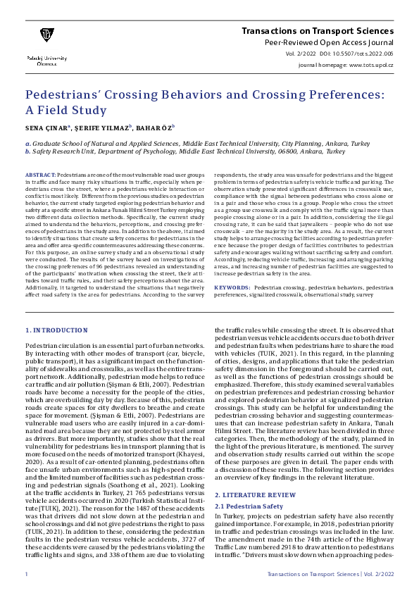 (PDF) Pedestrians' Crossing Behaviors and Crossing Preferences: A Field ...