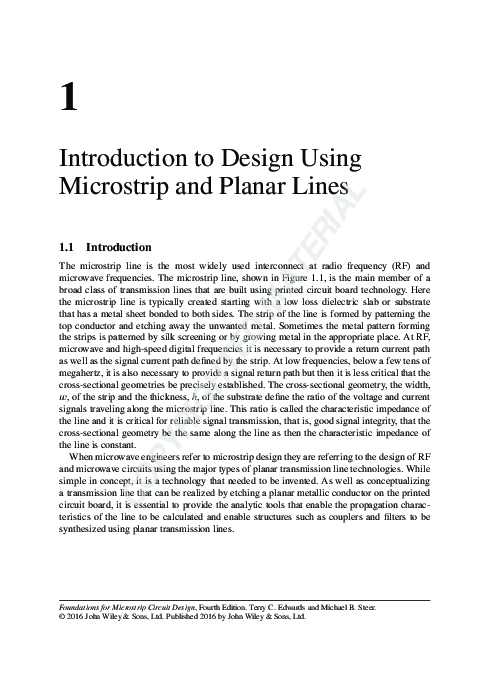 (PDF) Introduction to Design Using Microstrip and Planar Lines