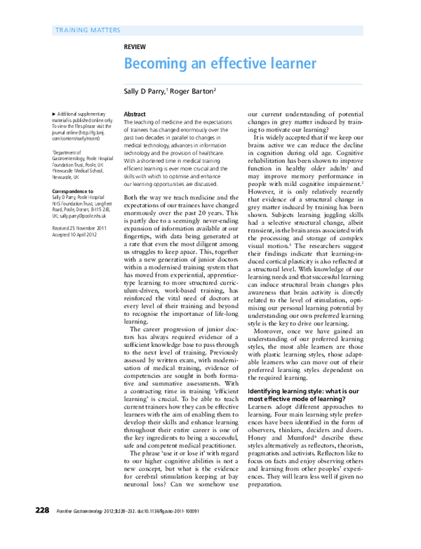 (PDF) Becoming an effective learner