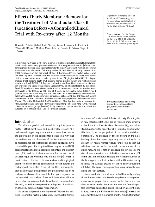(PDF) Effect of Early Membrane Removal on the Treatment of Mandibular ...