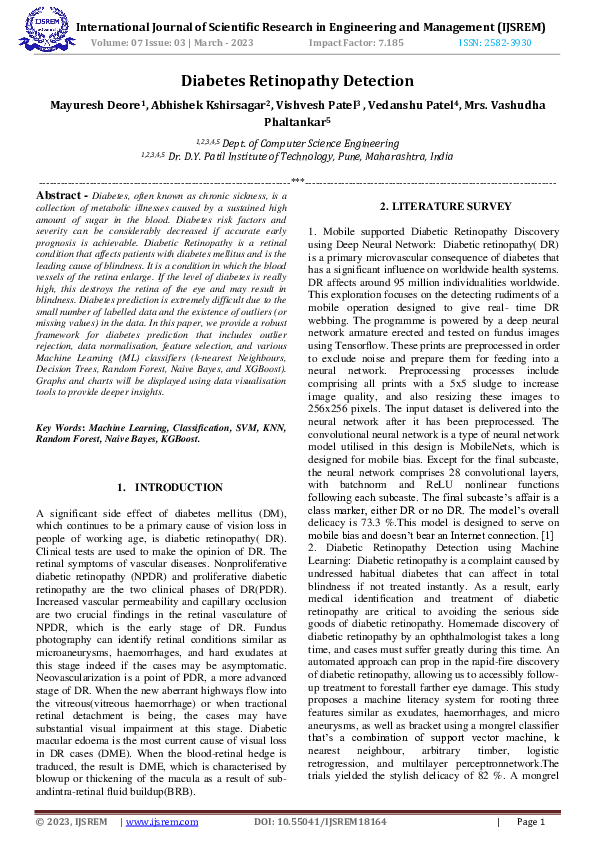 (PDF) Diabetes Retinopathy Detection