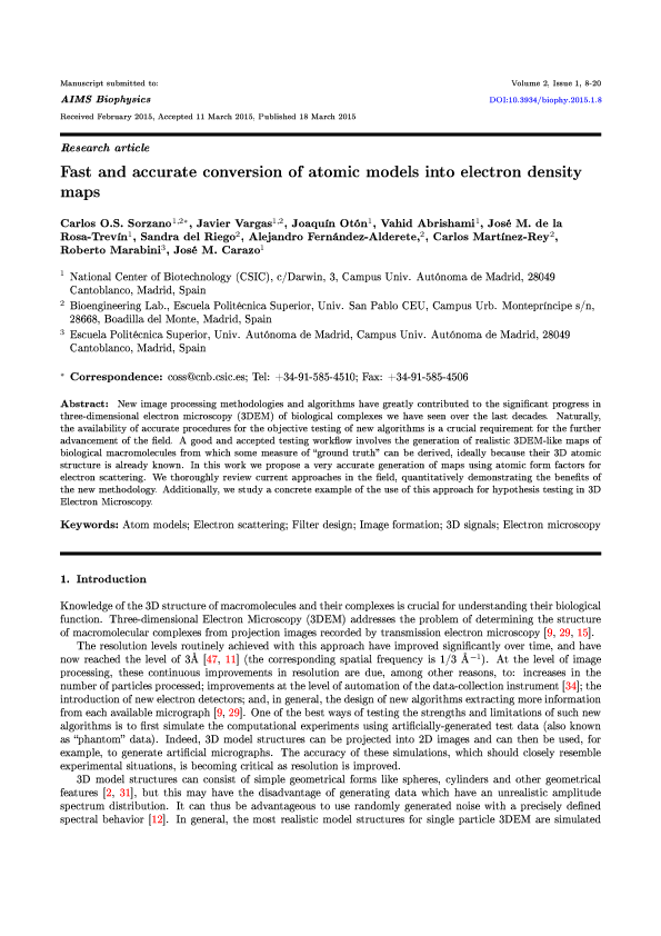 (PDF) Fast and accurate conversion of atomic models into electron ...